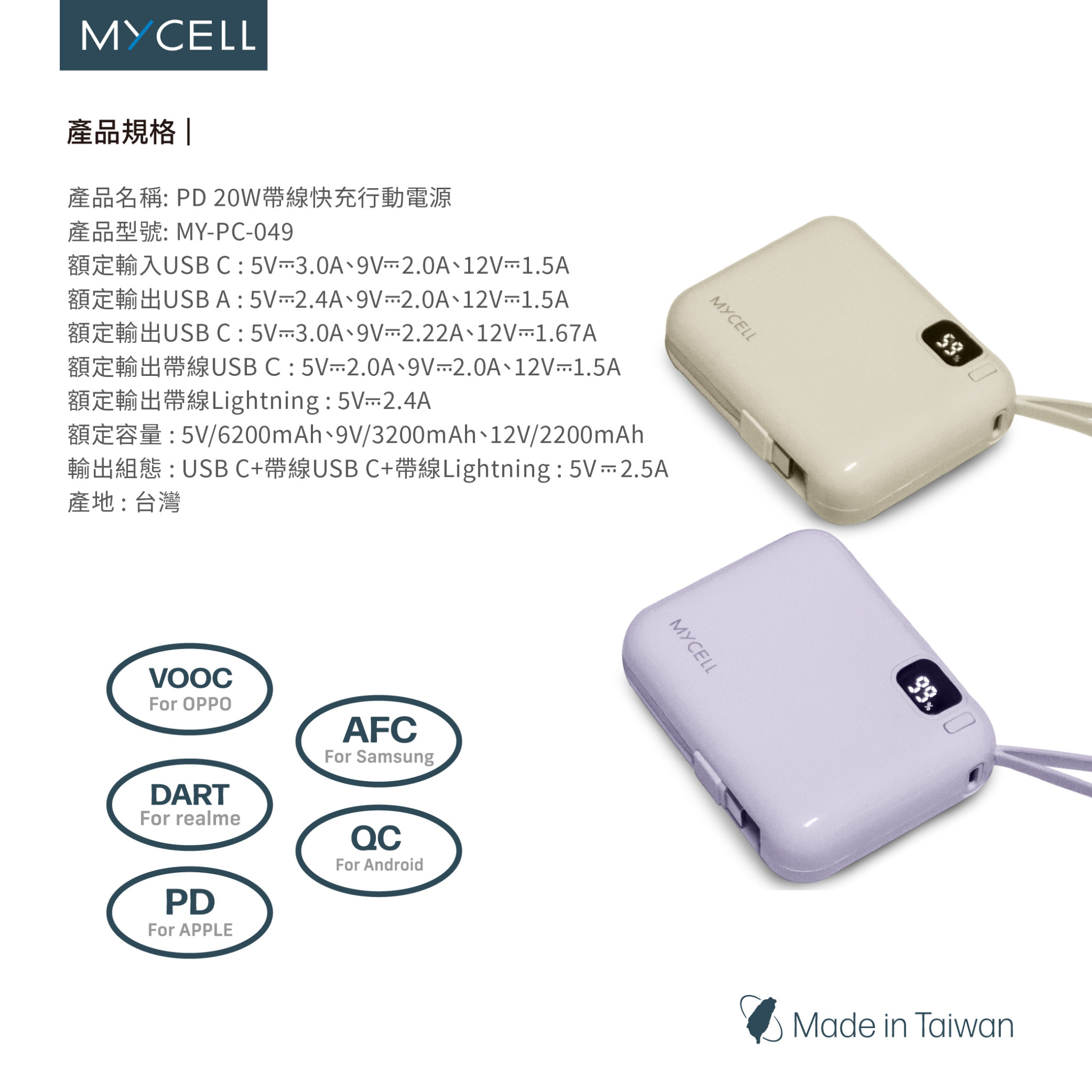 Mini Air 20W PD 10000 全協議閃充行動電源 奶茶 – MYCELL 積進科技